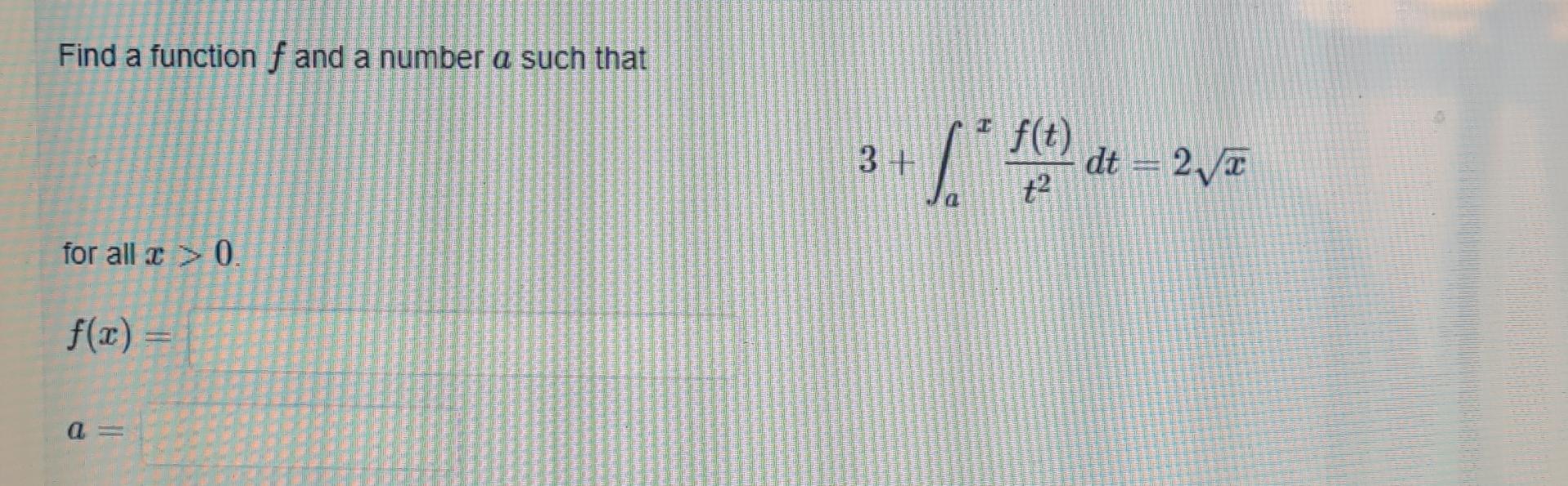 Solved Find a function f ﻿and a number a such | Chegg.com