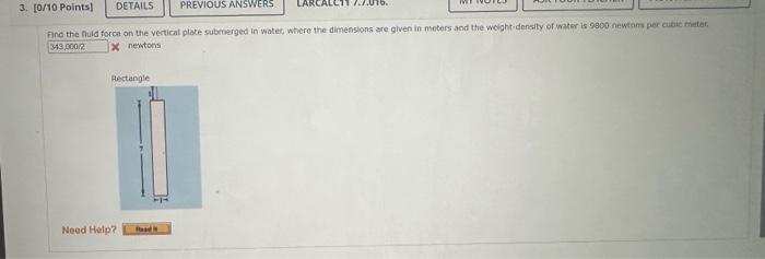 Solved ffne the fluid force on the vertical plate submerged | Chegg.com