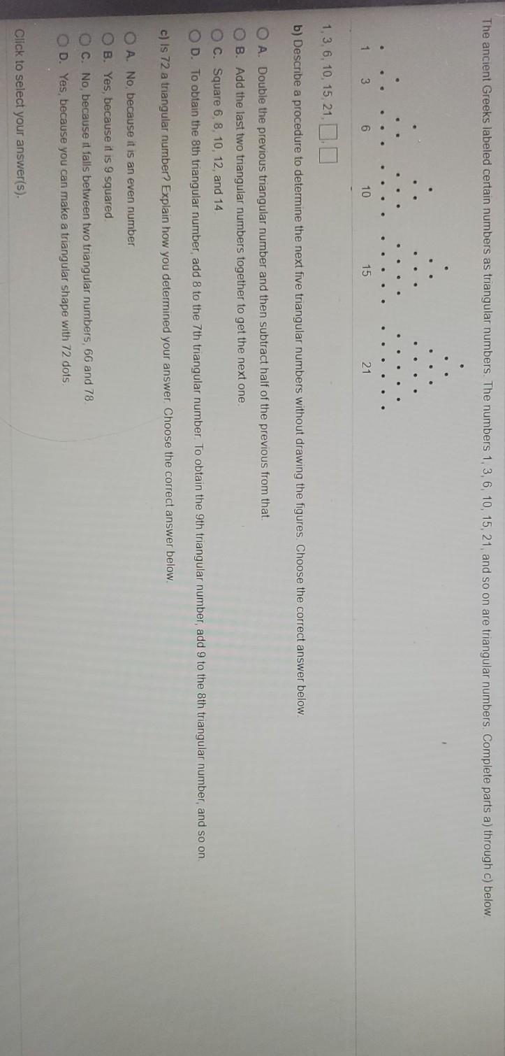 Solved The ancient Greeks labeled certain numbers as | Chegg.com