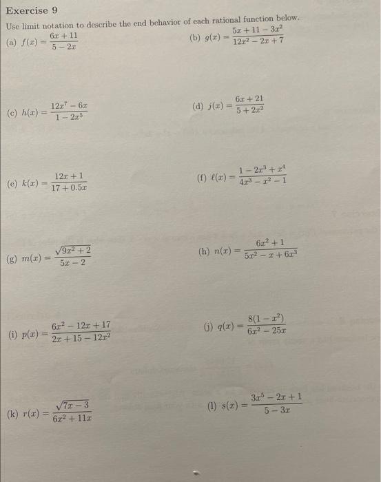 Solved Use limit notation to describe the end behavior of | Chegg.com