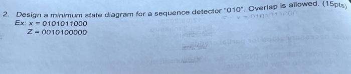Solved 2. Design a minimum state diagram for a sequence | Chegg.com