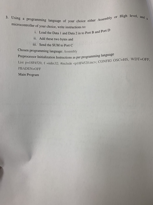 Solved 1 Write Instructions In Assembly Language To Set All