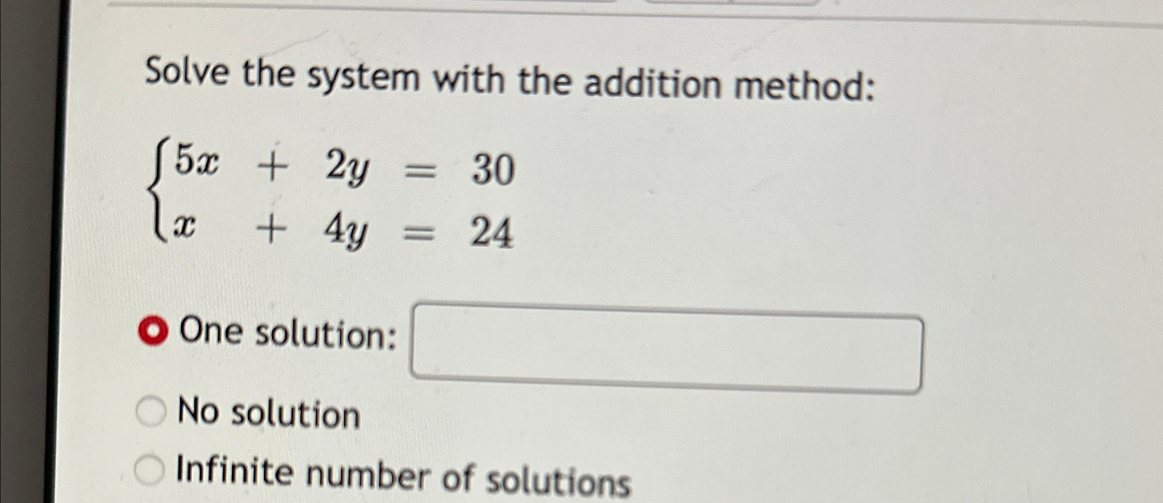 Solved Solve the system with the addition | Chegg.com