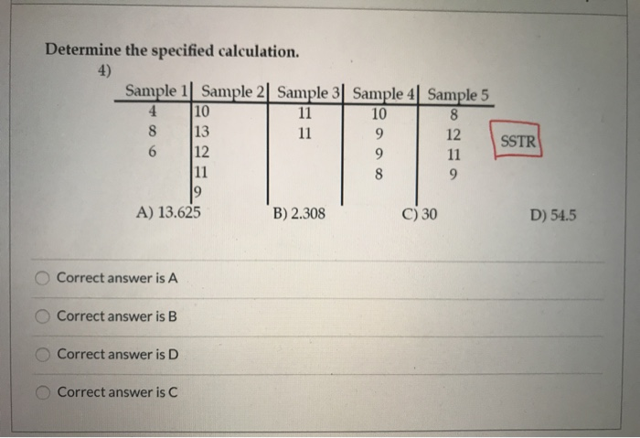 Solved Determine the specified calculation. 4) Sample 1 | Chegg.com