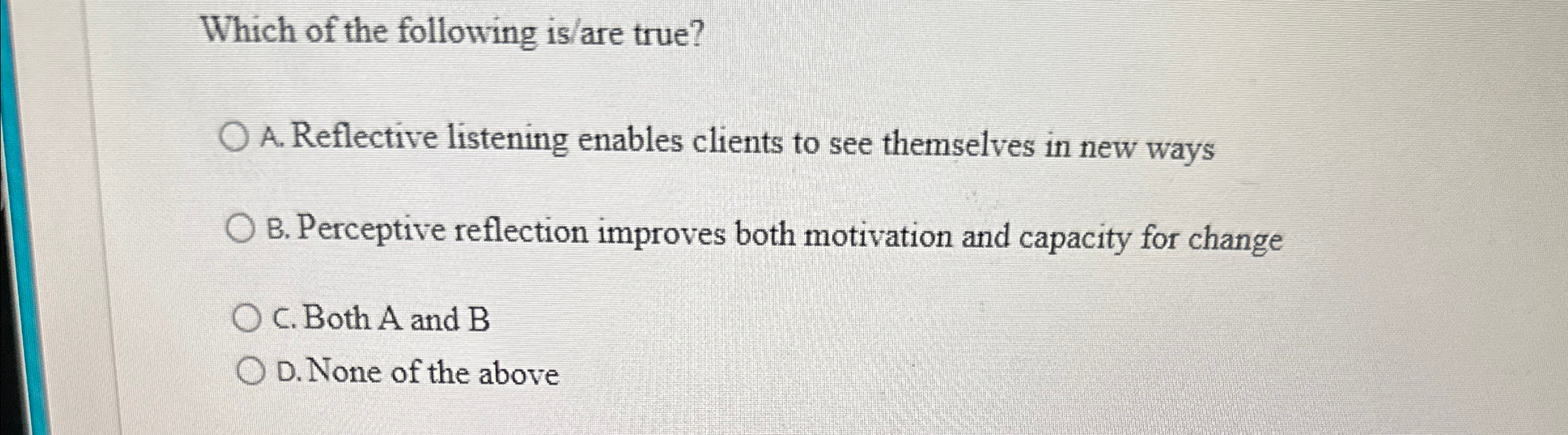 Solved Which of the following is/are true?A. ﻿Reflective | Chegg.com