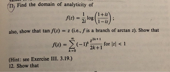 Solved Valuu (Th Find the domain of analyticity of $(2) = | Chegg.com