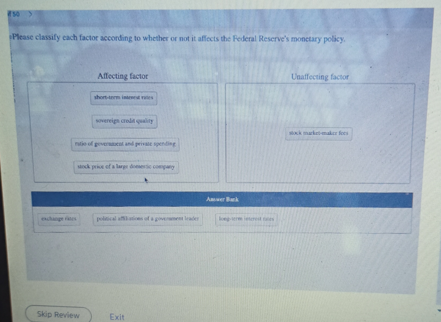 Solved IS50Please classify each factor according to whether | Chegg.com