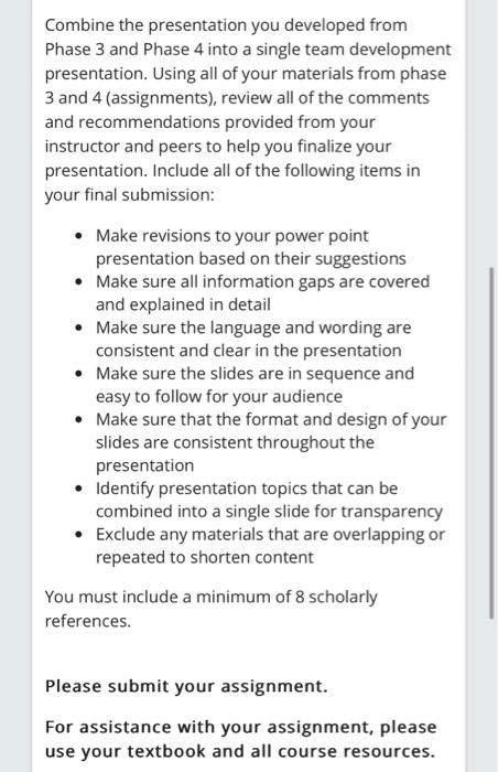 ASSIGNMENT DESCRIPTION Deliverable Length: Final | Chegg.com