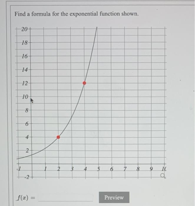 Solved Find a formula for the exponential function shown. | Chegg.com