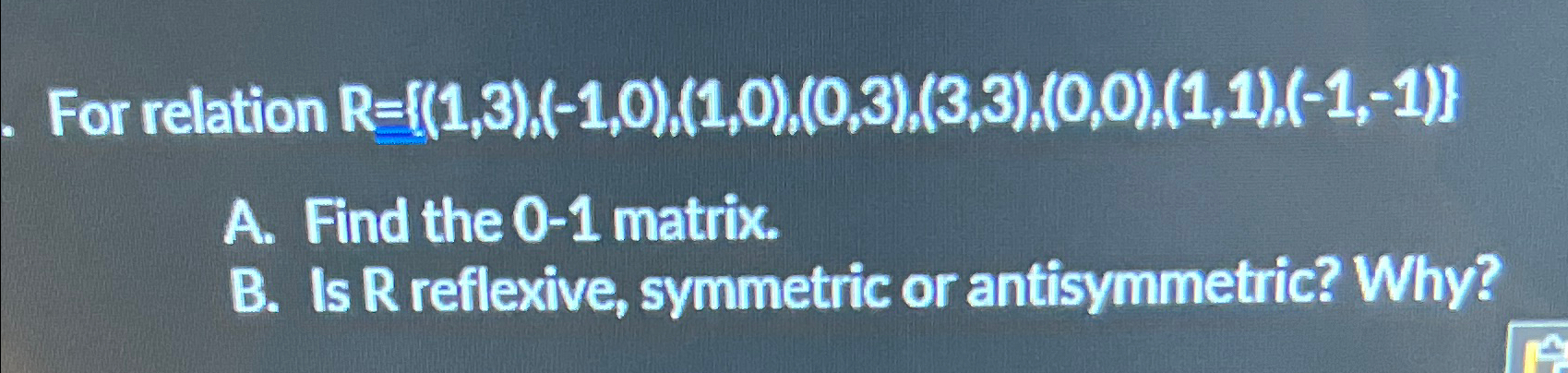 Solved For relation | Chegg.com