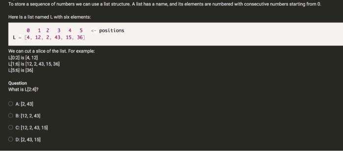 Solved a To store a sequence of numbers we can use a list | Chegg.com