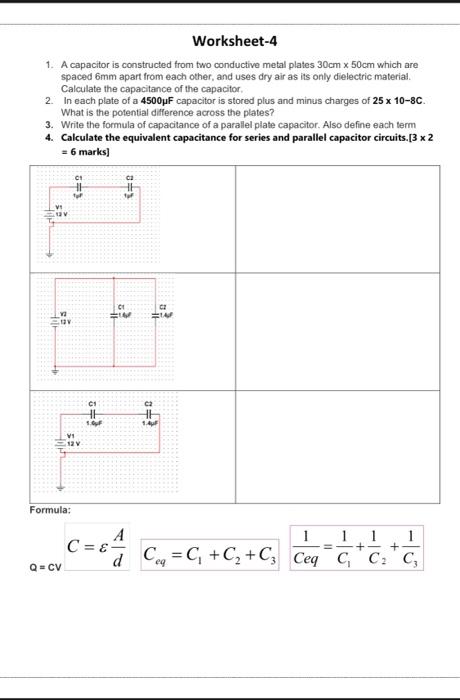 Solved 1. A capacitor is constructed from two conductive | Chegg.com