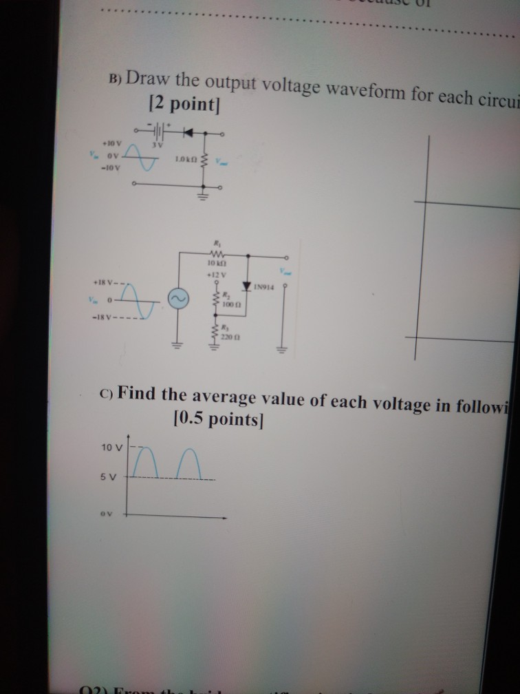 Solved B) Draw the output voltage waveform for each circui | Chegg.com