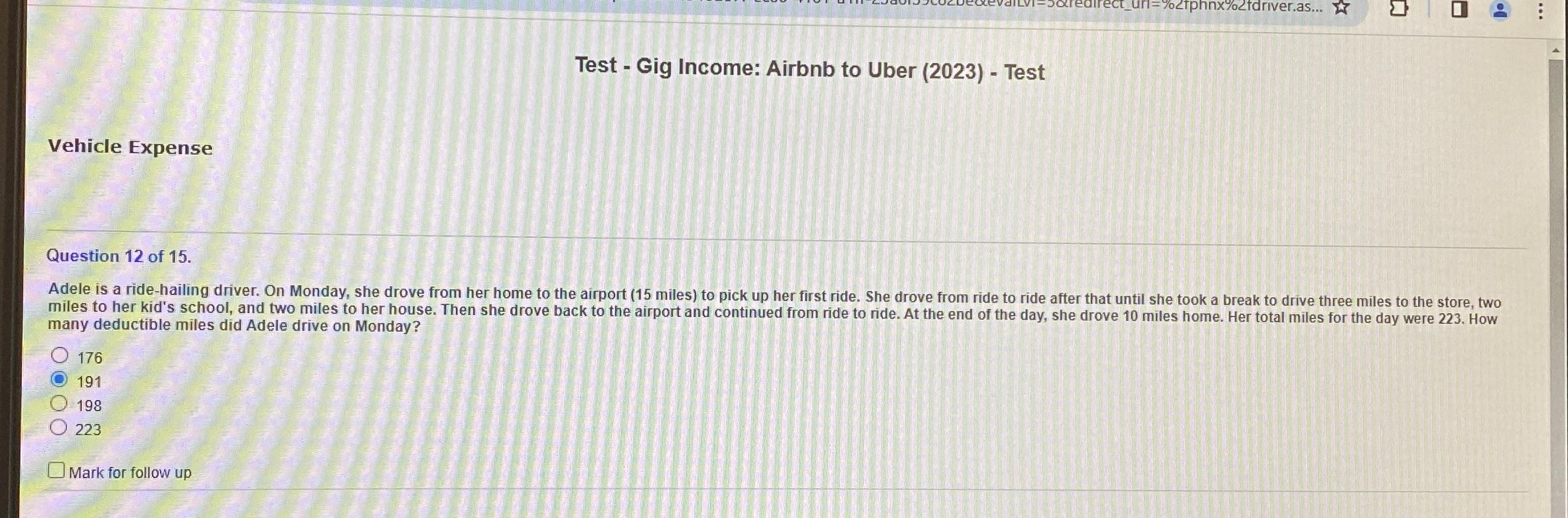 Solved Test - ﻿Gig Income: Airbnb to Uber (2023) - | Chegg.com