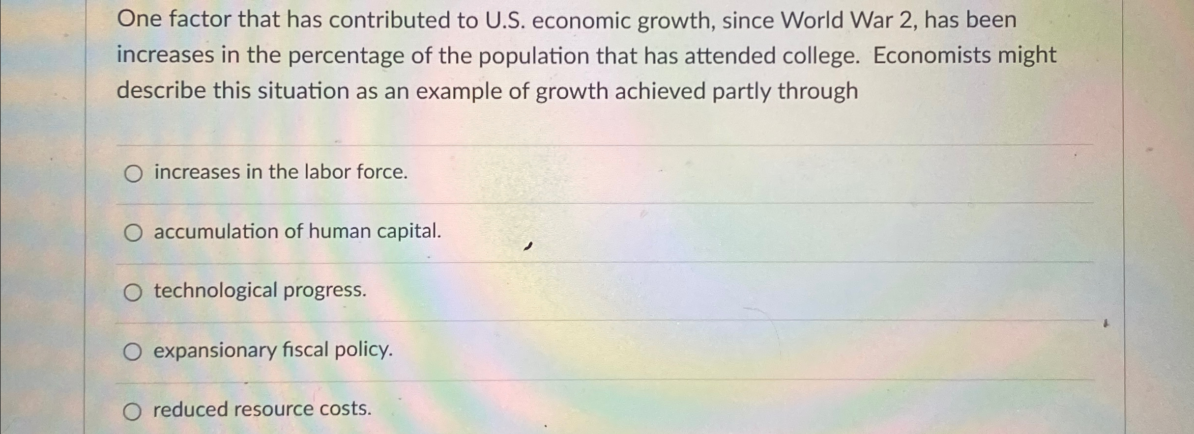Solved One factor that has contributed to U.S. ﻿economic | Chegg.com