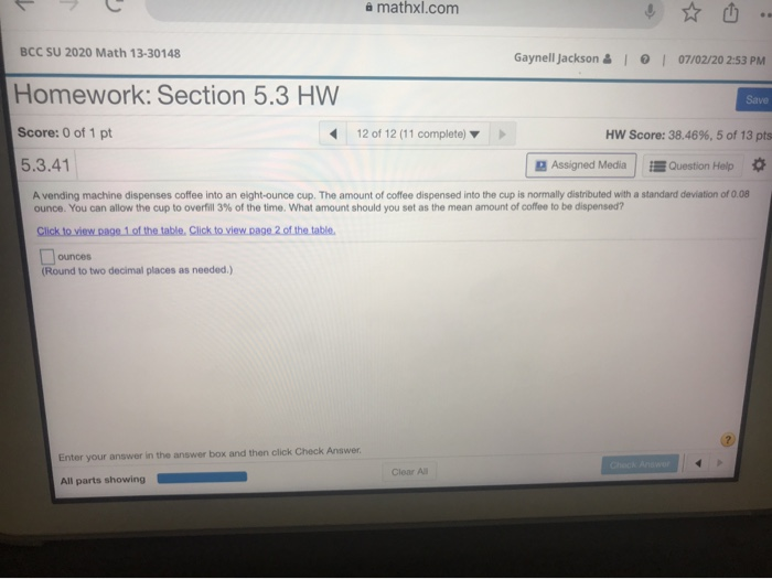 Solved a mathxl.com BCC SU 2020 Math 13-30148 Gaynell | Chegg.com