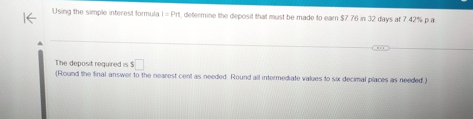 Solved Using the simple interest formula 1= ﻿Prt, ﻿determine | Chegg.com