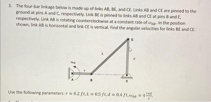 Solved 3. The four-bar linkage below is made up of links | Chegg.com