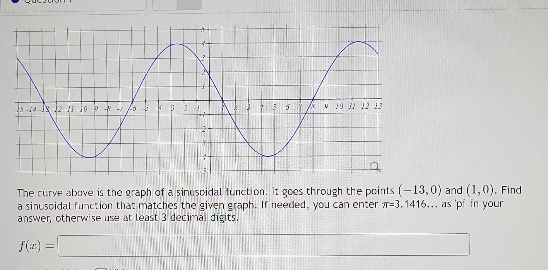 Solved The curve above is the graph of a sinusoidal | Chegg.com