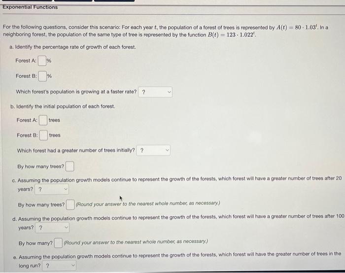 Solved Exponential Functions For the following questions, | Chegg.com