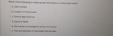 Solved Which of the following is inappropriate information | Chegg.com