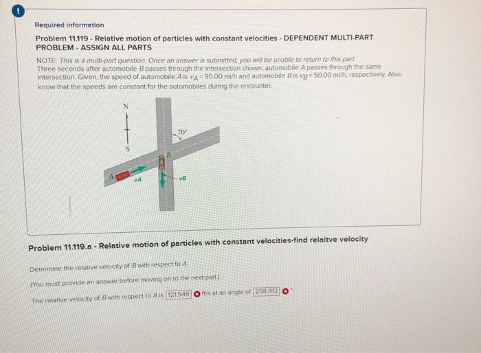 Solved Required information Problem 11.119. Relative motion | Chegg.com