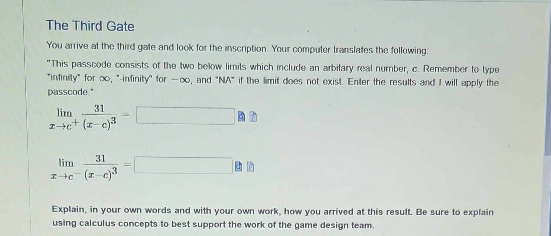 Solved The Third Gate You arrive at the third gate and look | Chegg.com