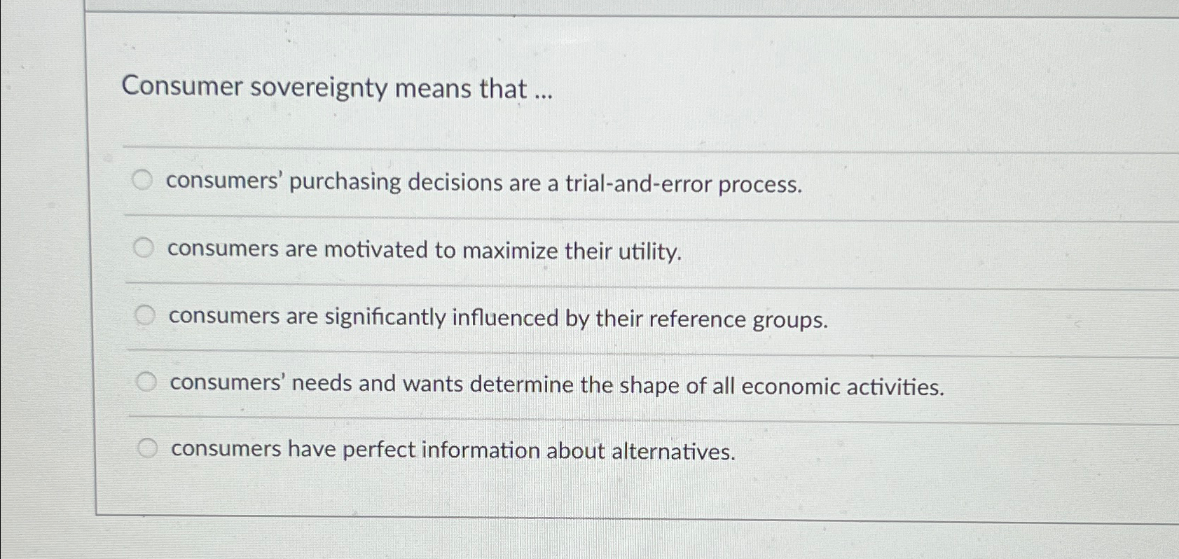 Solved Consumer sovereignty means that ...consumers' | Chegg.com