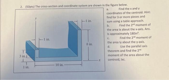 Solved 2. (50pts) The cross-section and coordinate system | Chegg.com