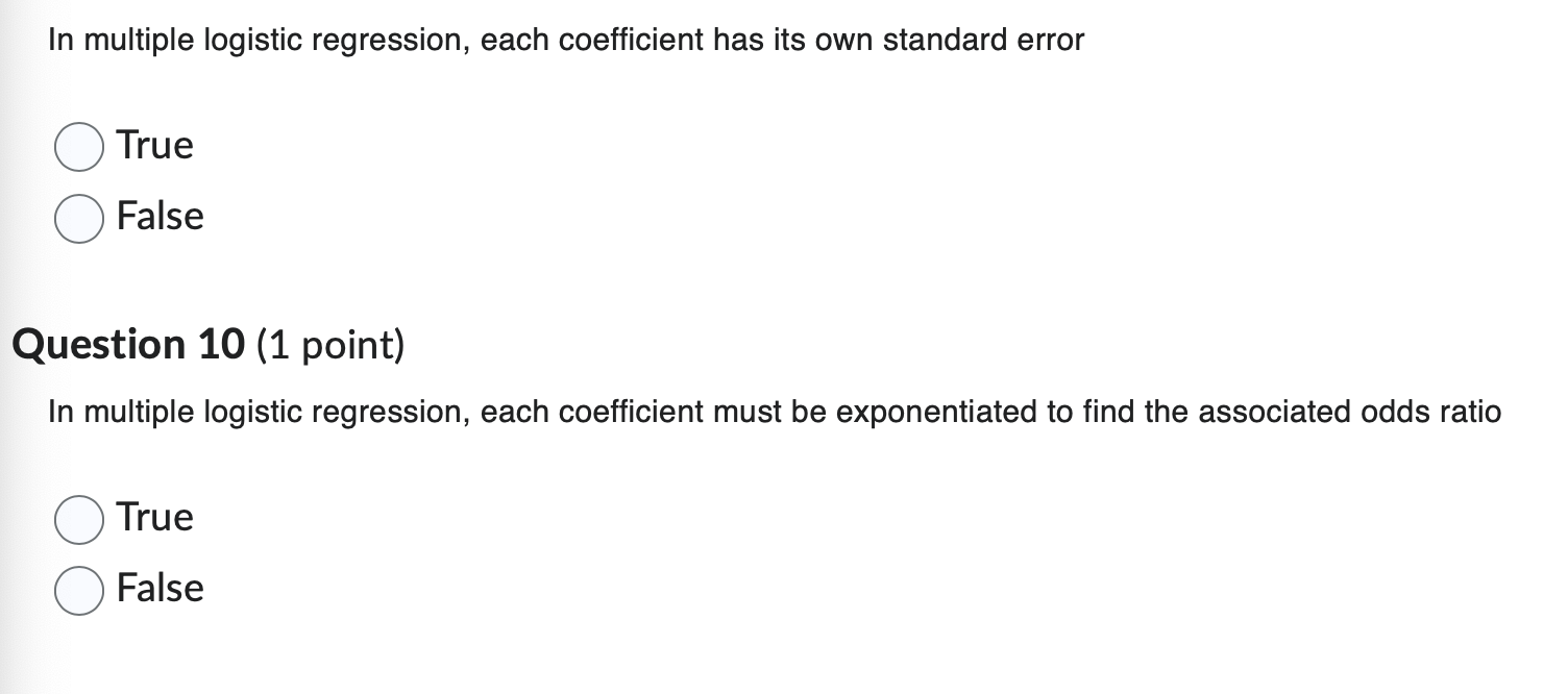Solved In multiple logistic regression, each coefficient has | Chegg.com