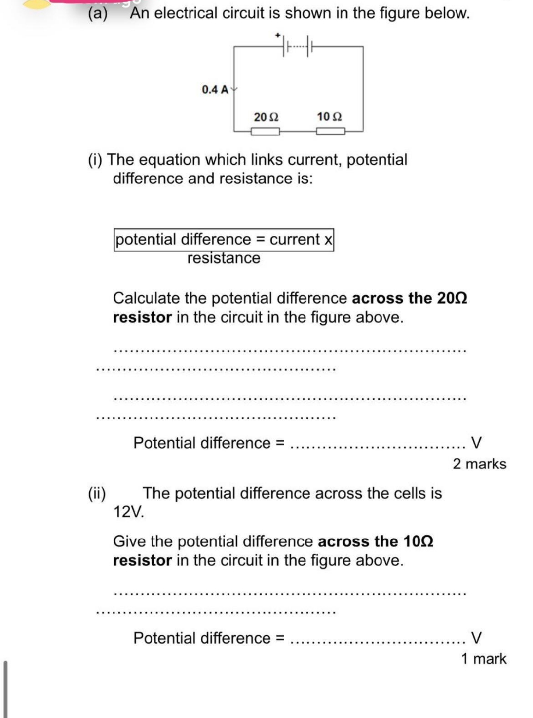 Solved (a) ﻿An electrical circuit is shown in the figure | Chegg.com