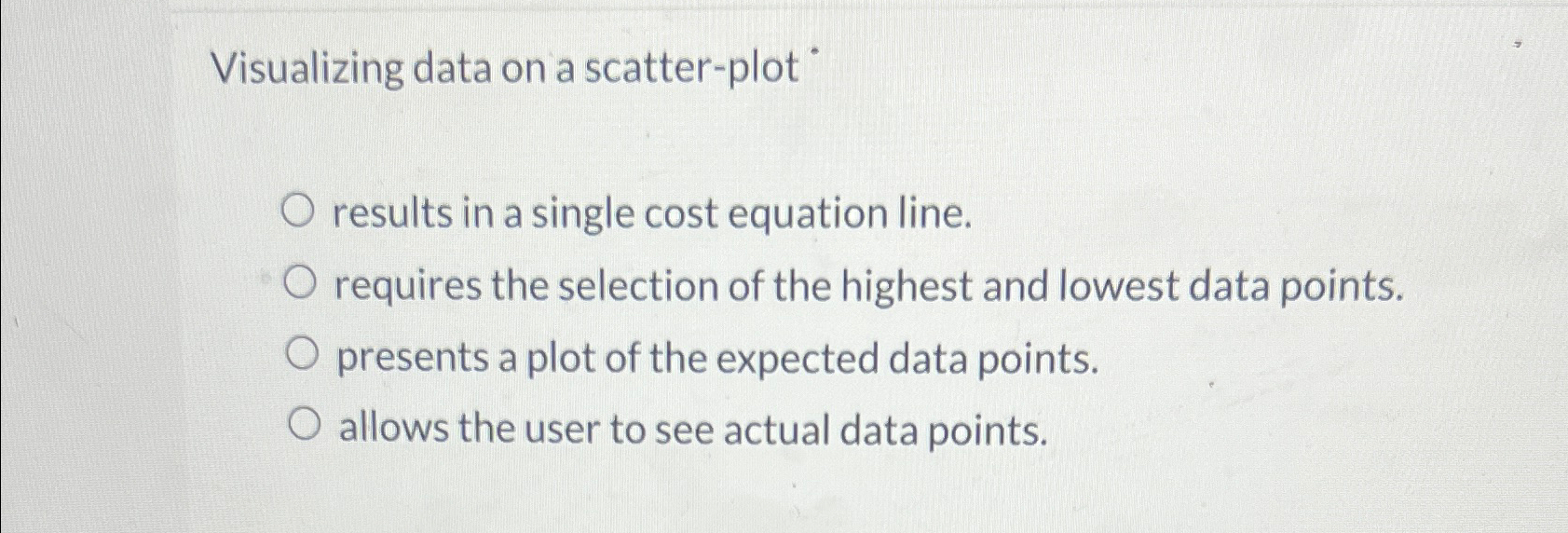 Solved Visualizing data on a scatter-plot ?**results in a | Chegg.com