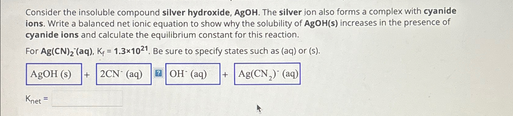 Solved Consider the insoluble compound silver hydroxide, | Chegg.com