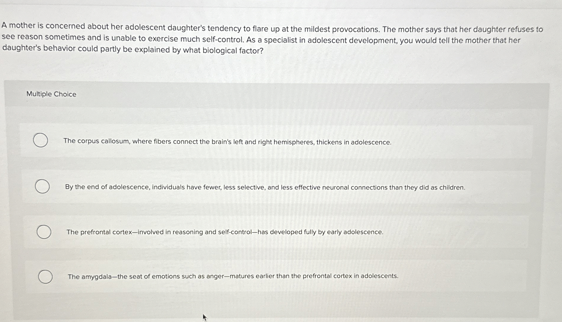 Solved A mother is concerned about her adolescent daughter's | Chegg.com