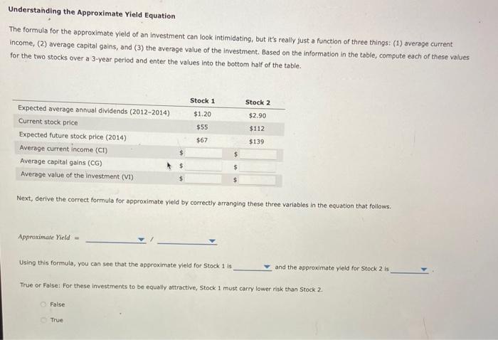 Solved Understanding the Approximate Yield Equation The | Chegg.com