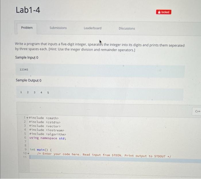 Solved write a program that input a five-digit integer, | Chegg.com