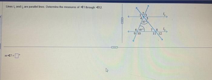 Solved Lhes I1 and I2 are parallet lines. Determine the | Chegg.com
