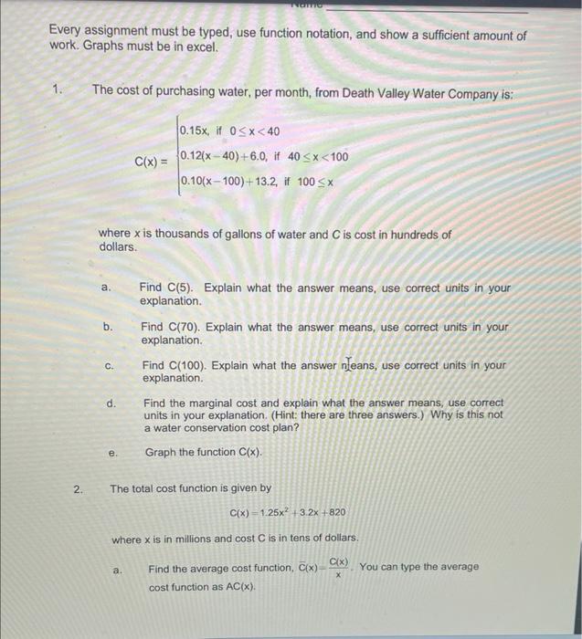 Solved Every assignment must be typed, use function | Chegg.com