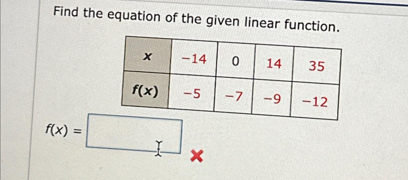Solved Find the equation of the given linear | Chegg.com