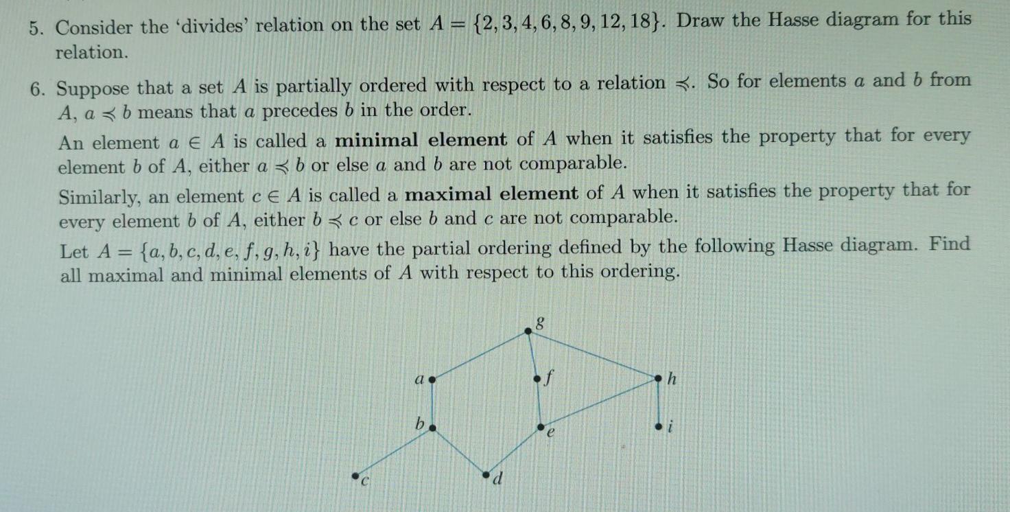 Solved 5. Consider the 'divides' relation on the set A = | Chegg.com