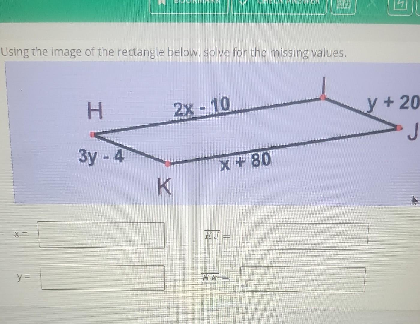 Solved Using the image of the rectangle below, solve for the | Chegg.com