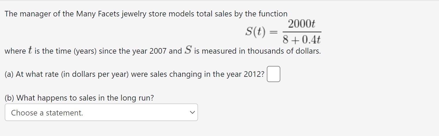 Solved The manager of the Many Facets jewelry store models | Chegg.com
