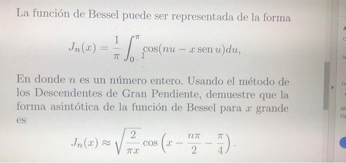 Solved La función de Bessel puede ser representada de la | Chegg.com