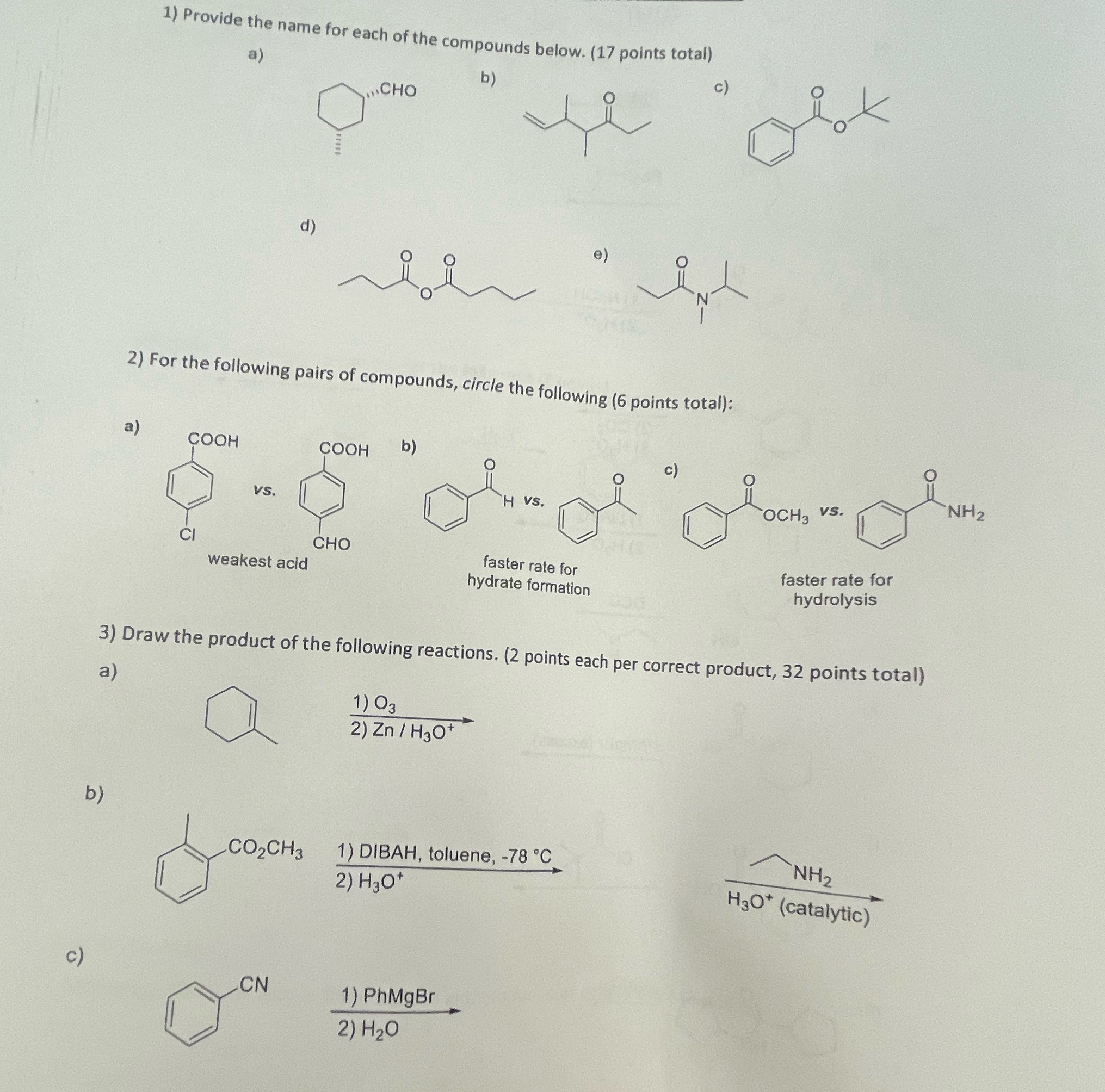 Solved Provide the name for each of the compounds below. (17 | Chegg.com