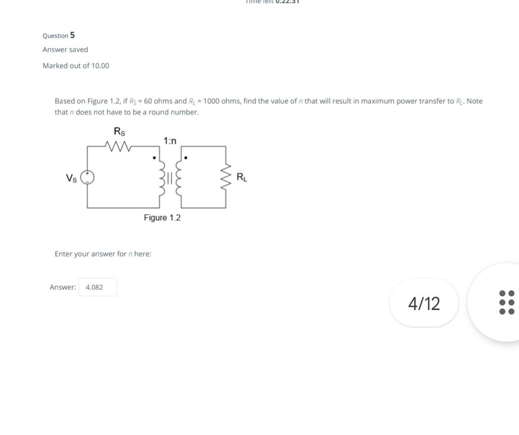 Solved Based on Figure 1.2, if RS=60 ohms and RL=1000 ohms, | Chegg.com