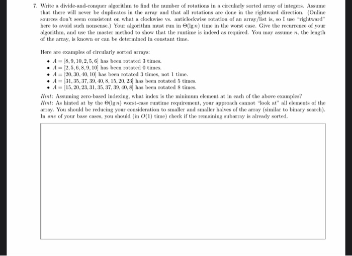 Solved 7. Write a divide-and-conquer algorithm to find the | Chegg.com