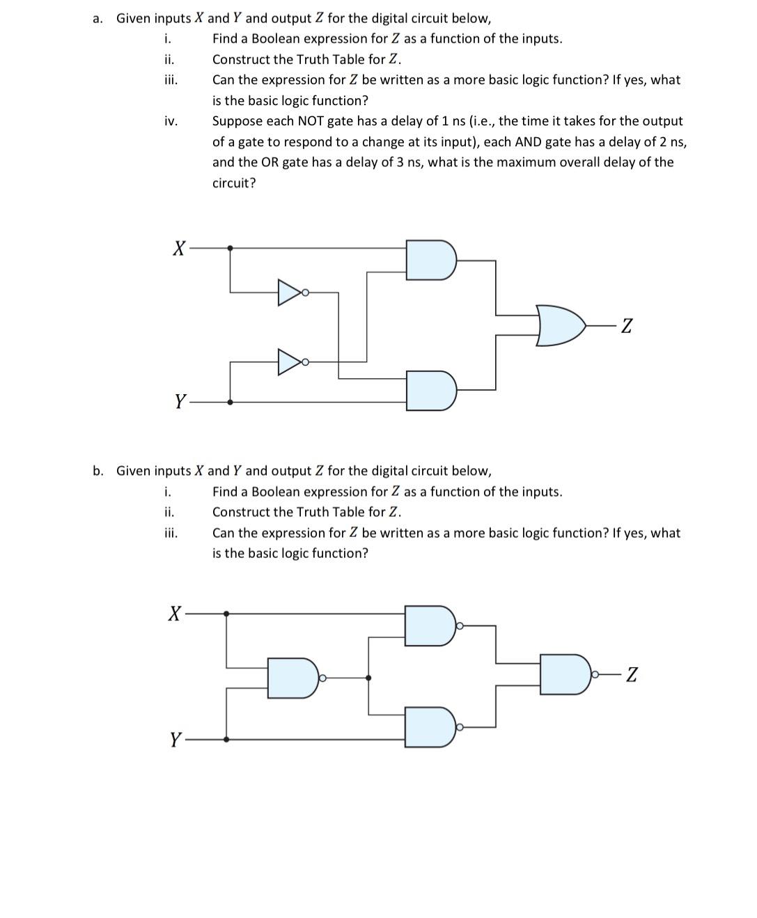 Solved a. ﻿Given inputs x ﻿and Y ﻿and output Z ﻿for the | Chegg.com