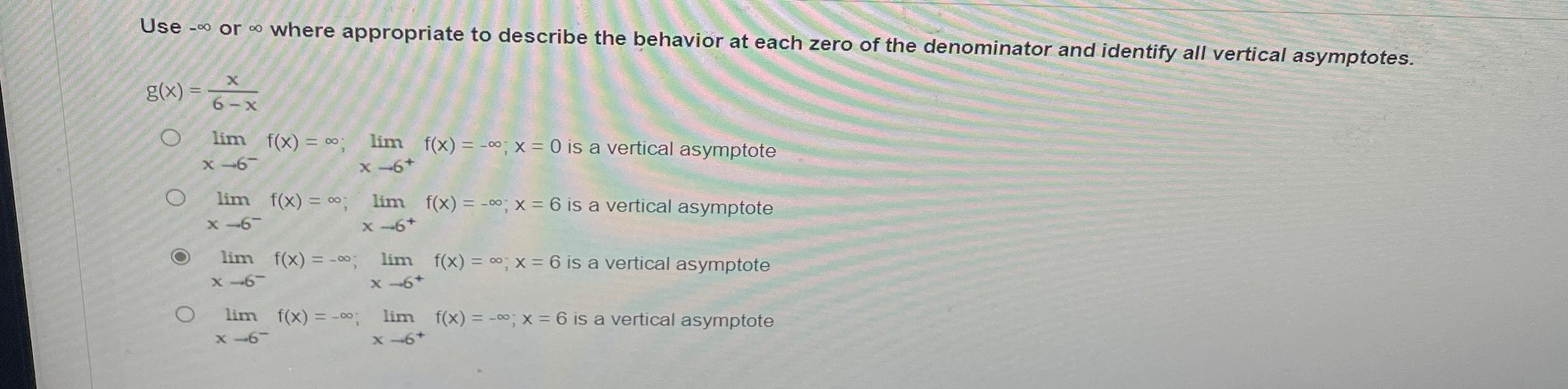 Solved Use -\\\\infty or \\\\infty where appropriate to | Chegg.com