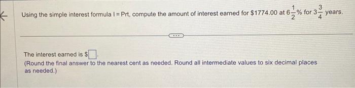 Solved Using the simple interest formula I= Prt, compute the | Chegg.com