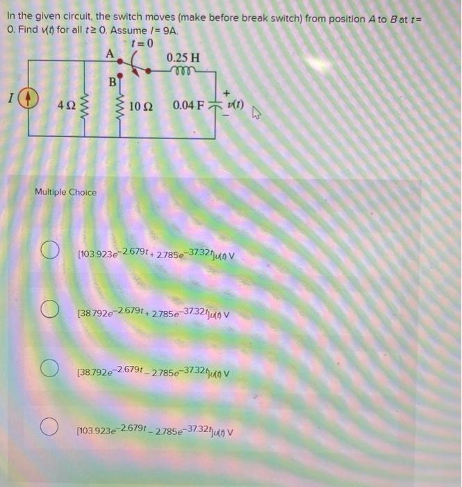 Solved In the given circuit, the switch moves (make before | Chegg.com